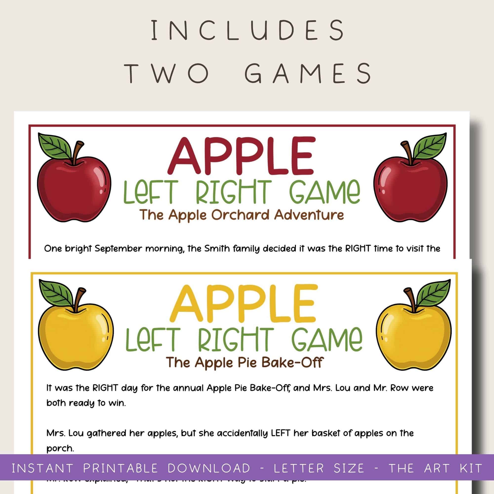 Apple Left Right Game, Printable Autumn Activity for Family Gatherings ...
