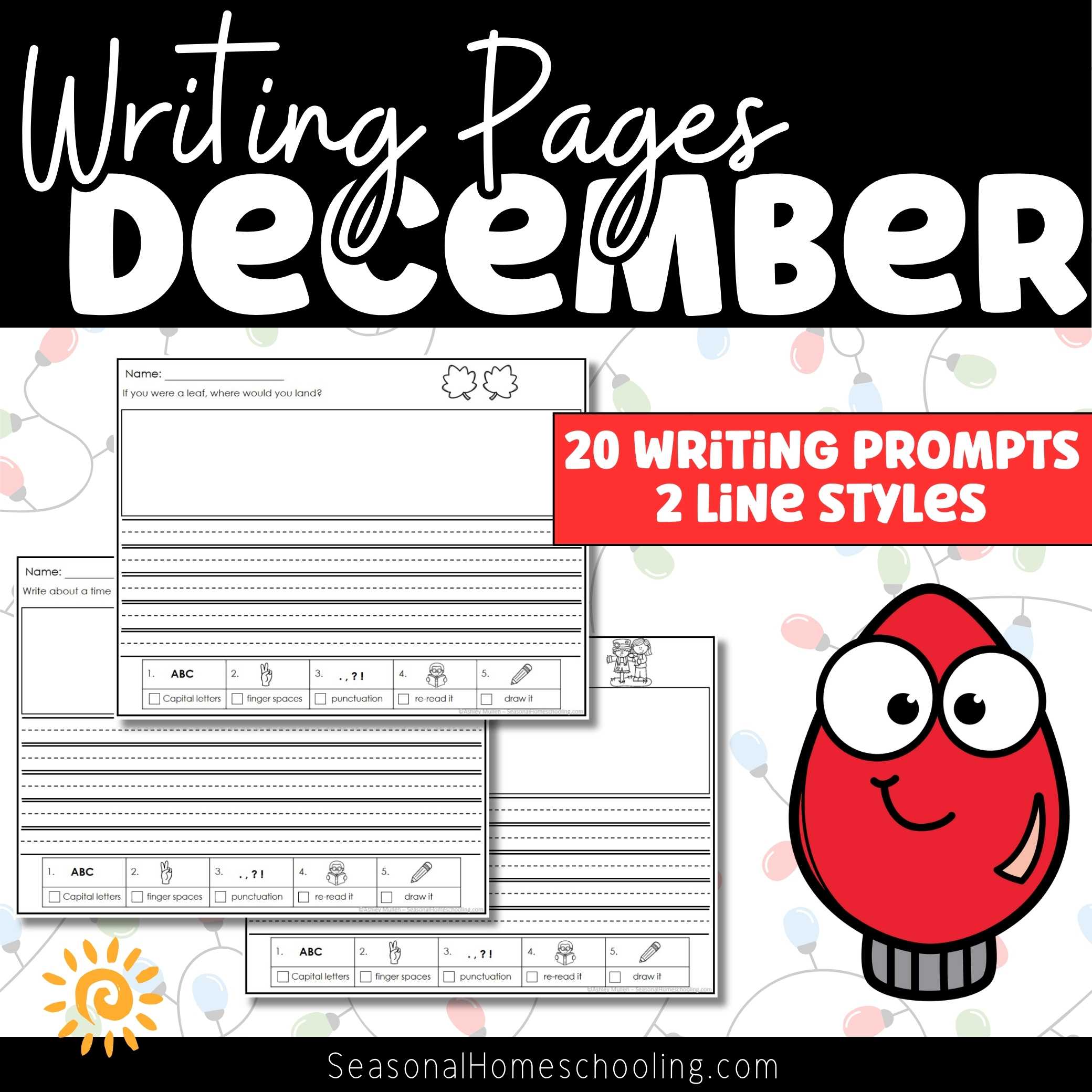 December Writing Prompts | Winter Journal Pages | Holiday Writing ...