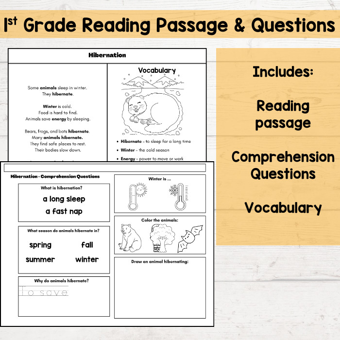 First Grade Reading Comprehension: Hibernation Reading Comprehension ...